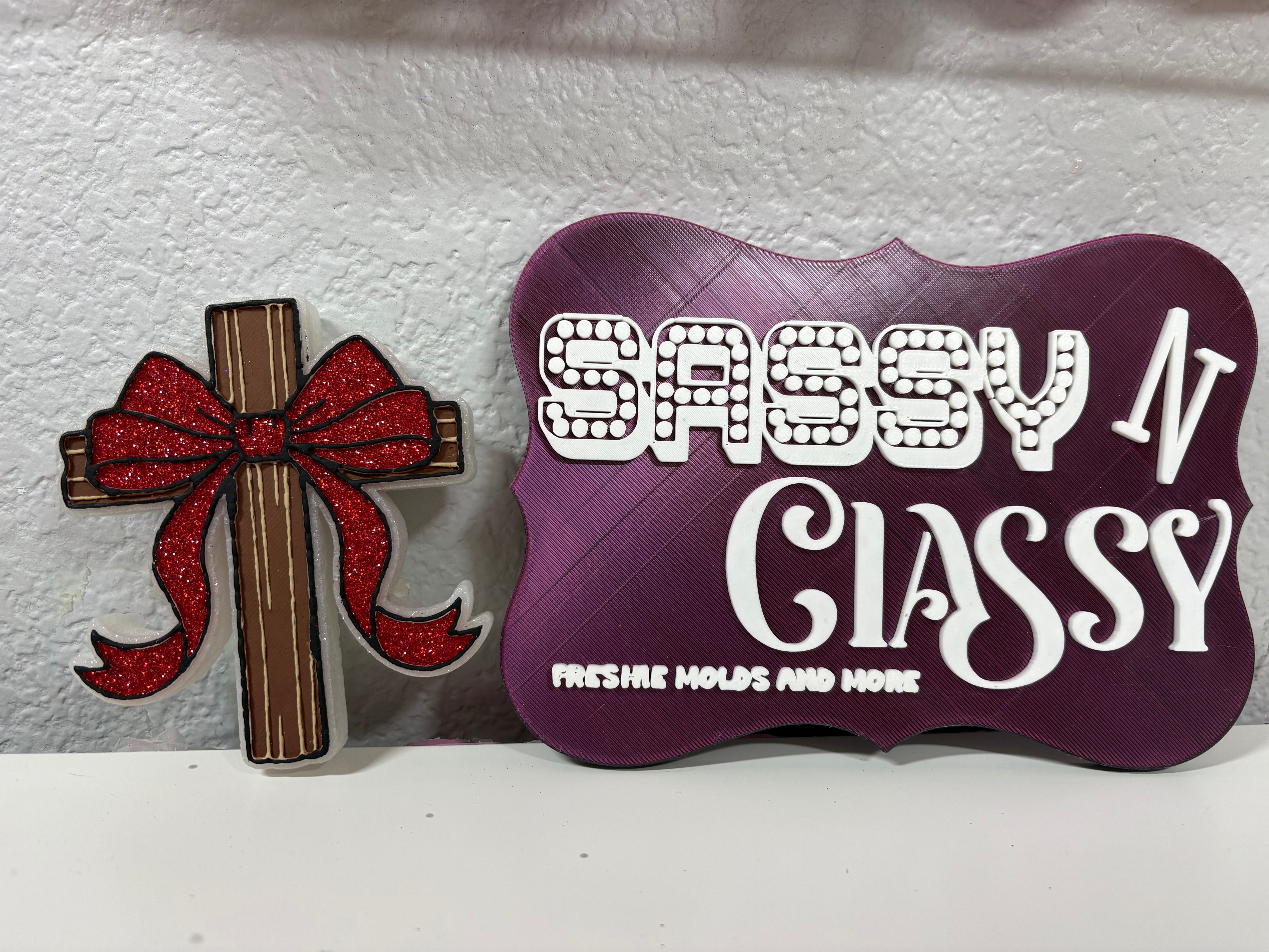 Cross with Bow Freshie Mold – Sassy N Classy Mini & Me